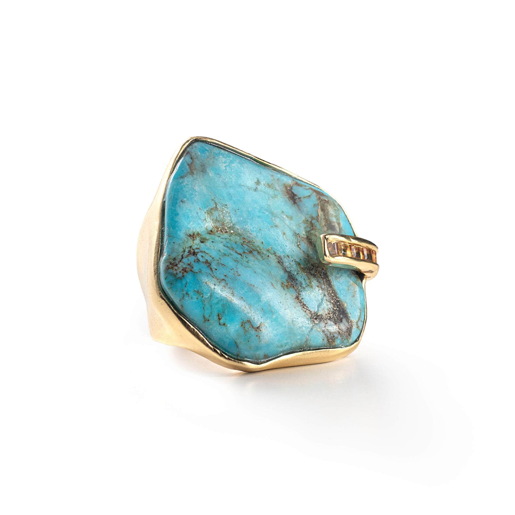 Mizu Rough Turquoise and Mixed Sapphire Ring | Shop German Kabirski Jewelry Online