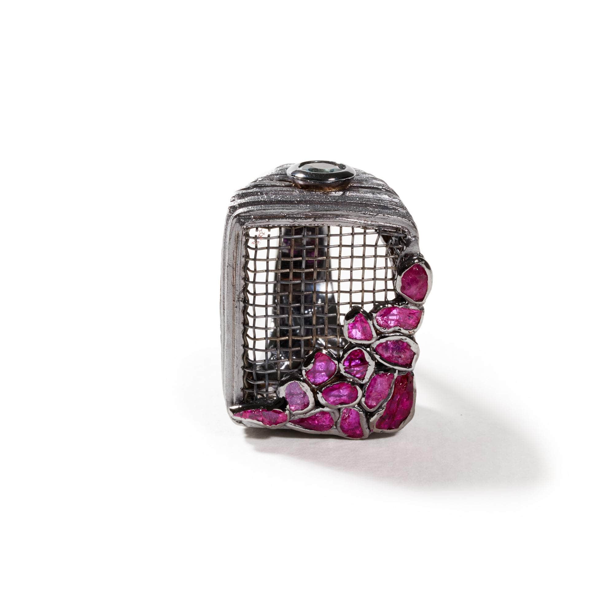 Delphi Blue Sapphire and Rough Ruby Ring | Shop German Kabirski Jewelry ...