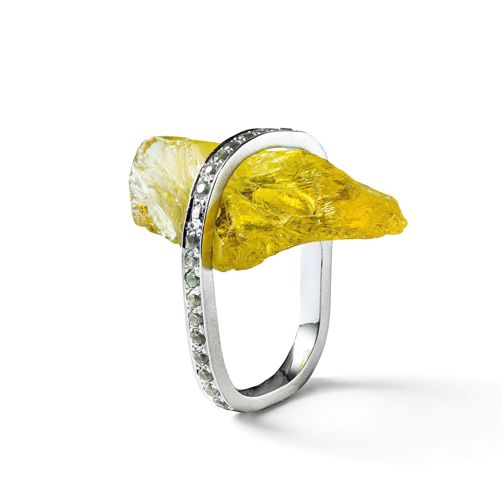 Toine Rough Lemon Quartz and Green Sapphire Ring | Shop German Kabirski ...