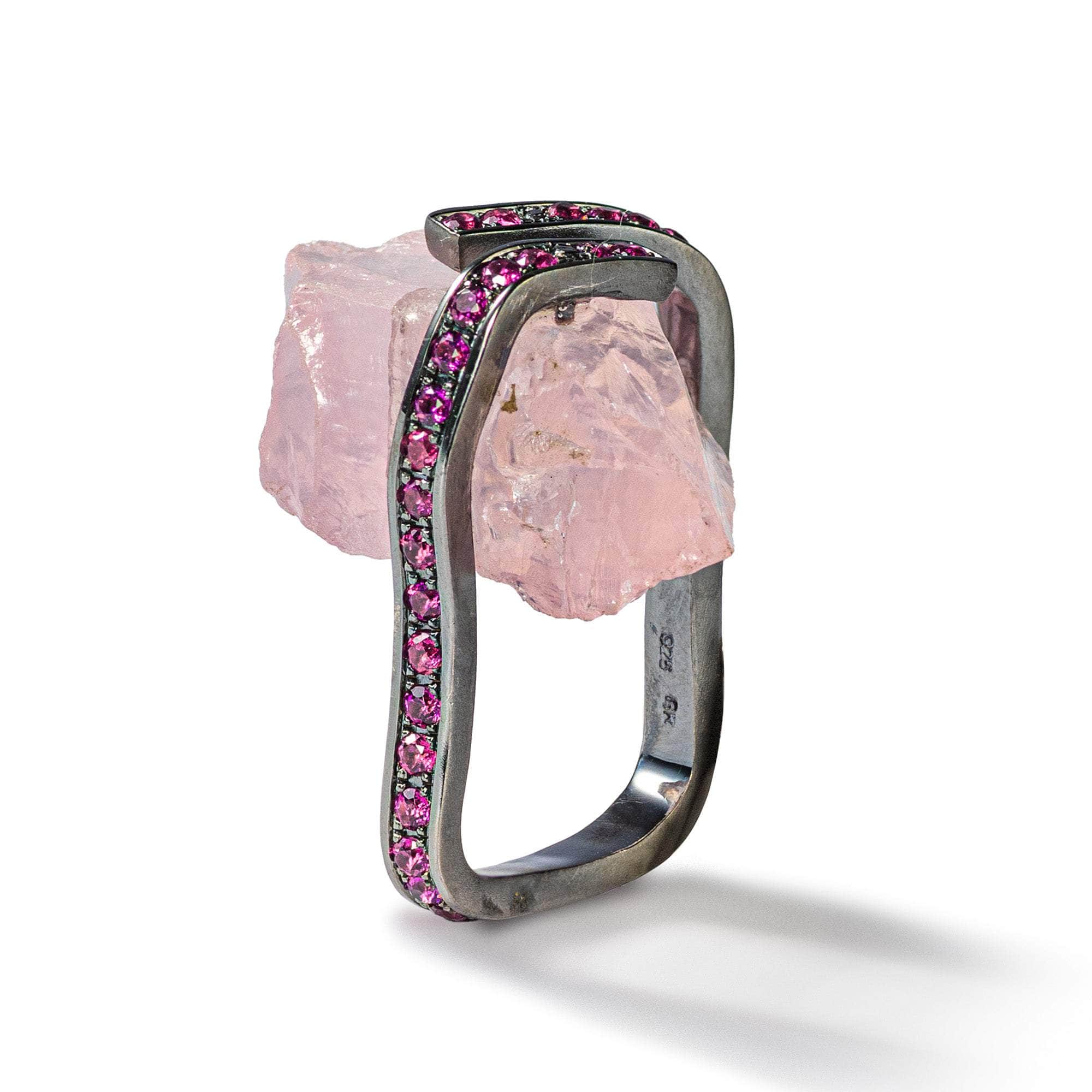 Septes Rough Rose Quartz and Rhodolite Ring | Shop German Kabirski ...