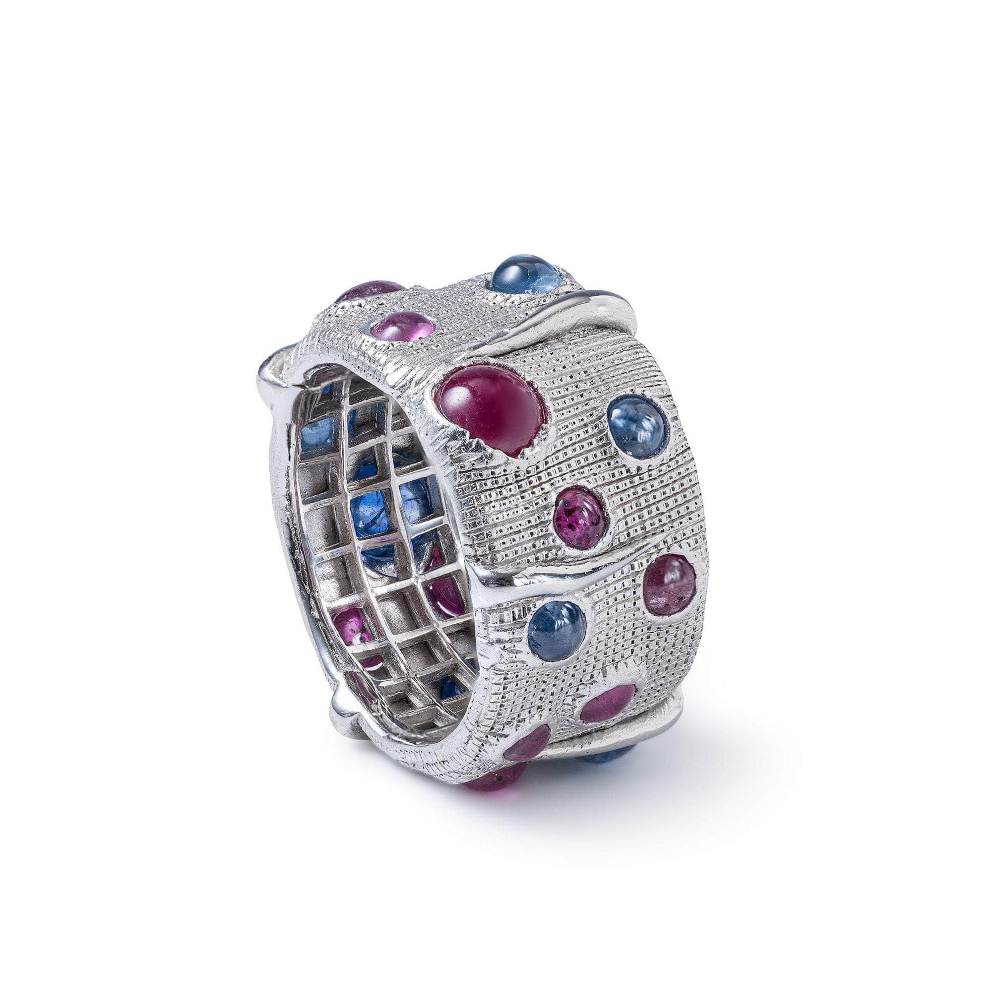Varuna Singular Edition Ruby & Sapphire Ring in 925 Sterling Silver ...