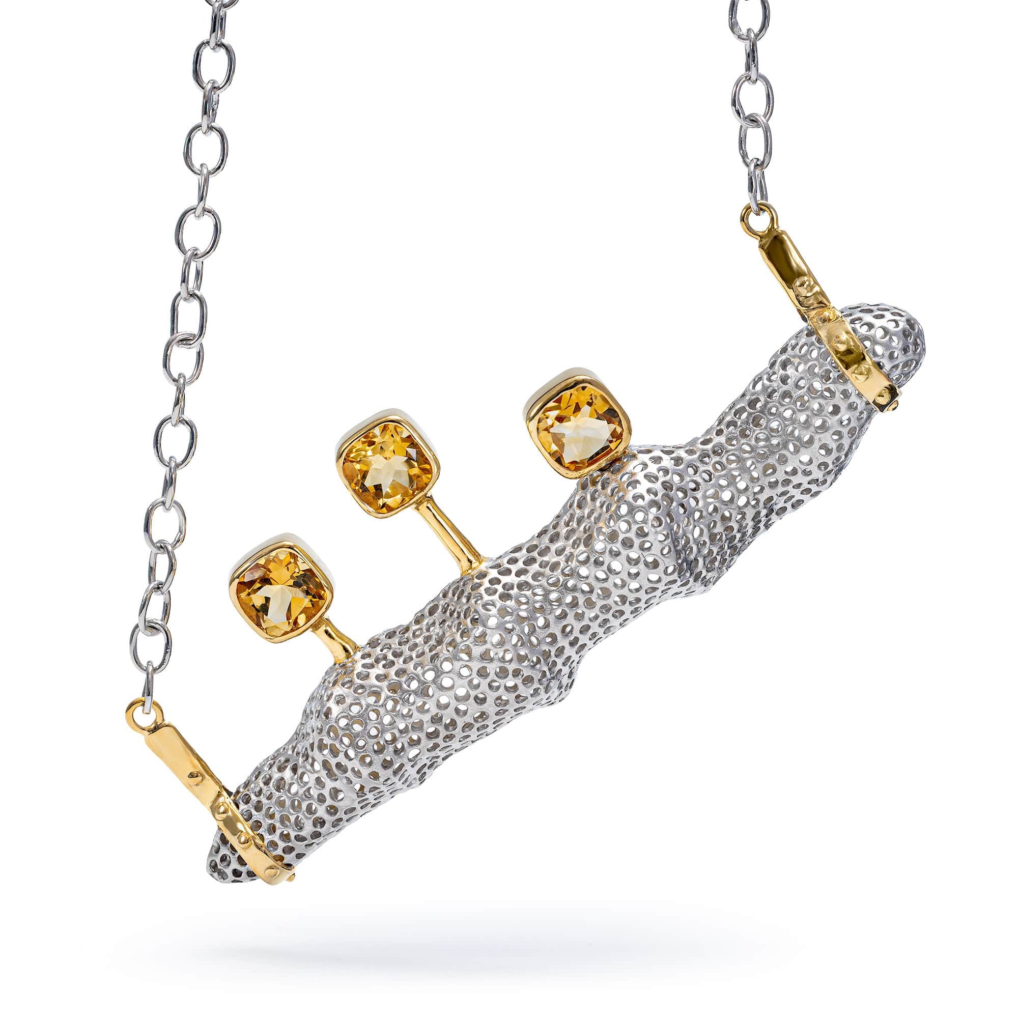 Sophos Singular Edition Silver Necklace with Cushion Cut Citrines ...
