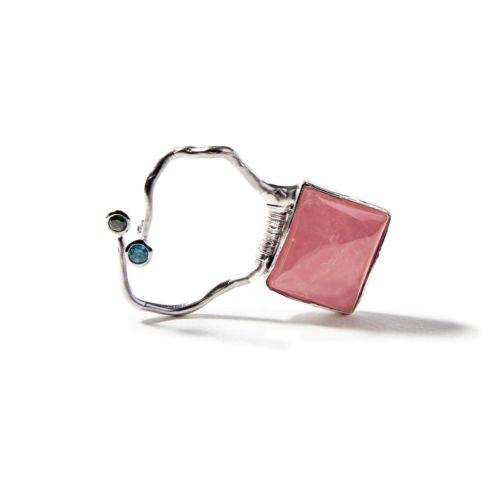 Tatin Rose Quartz and Sapphire Brooch | Shop German Kabirski Jewelry Online