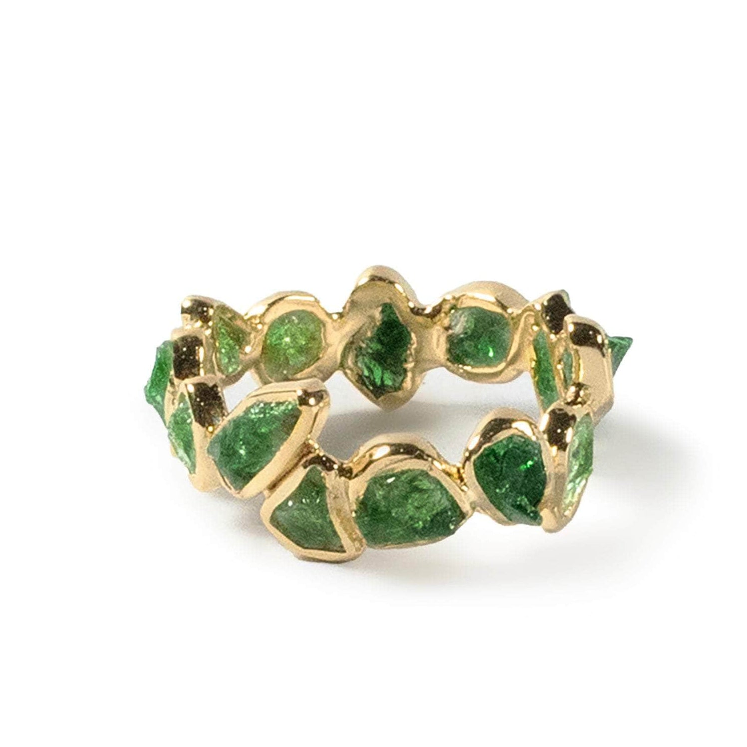 Elma Signature Design Gold-Plated Silver Ring with Rough Tsavorite