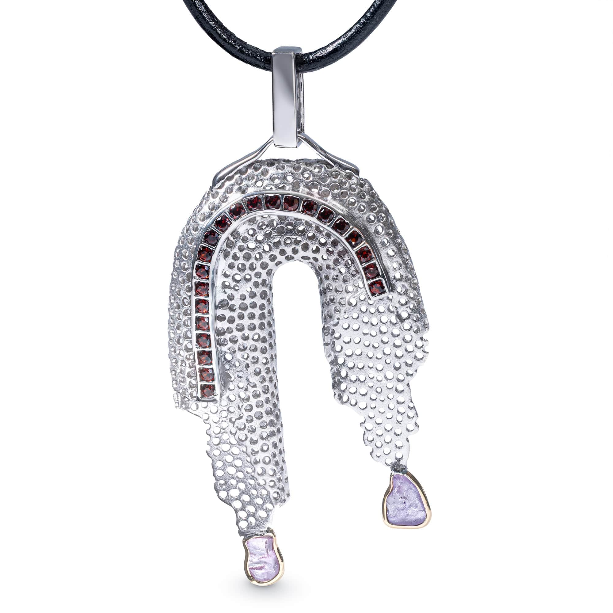 Nuada Singular Edition Pendant in Silver & 9K Gold with Raw Pink ...