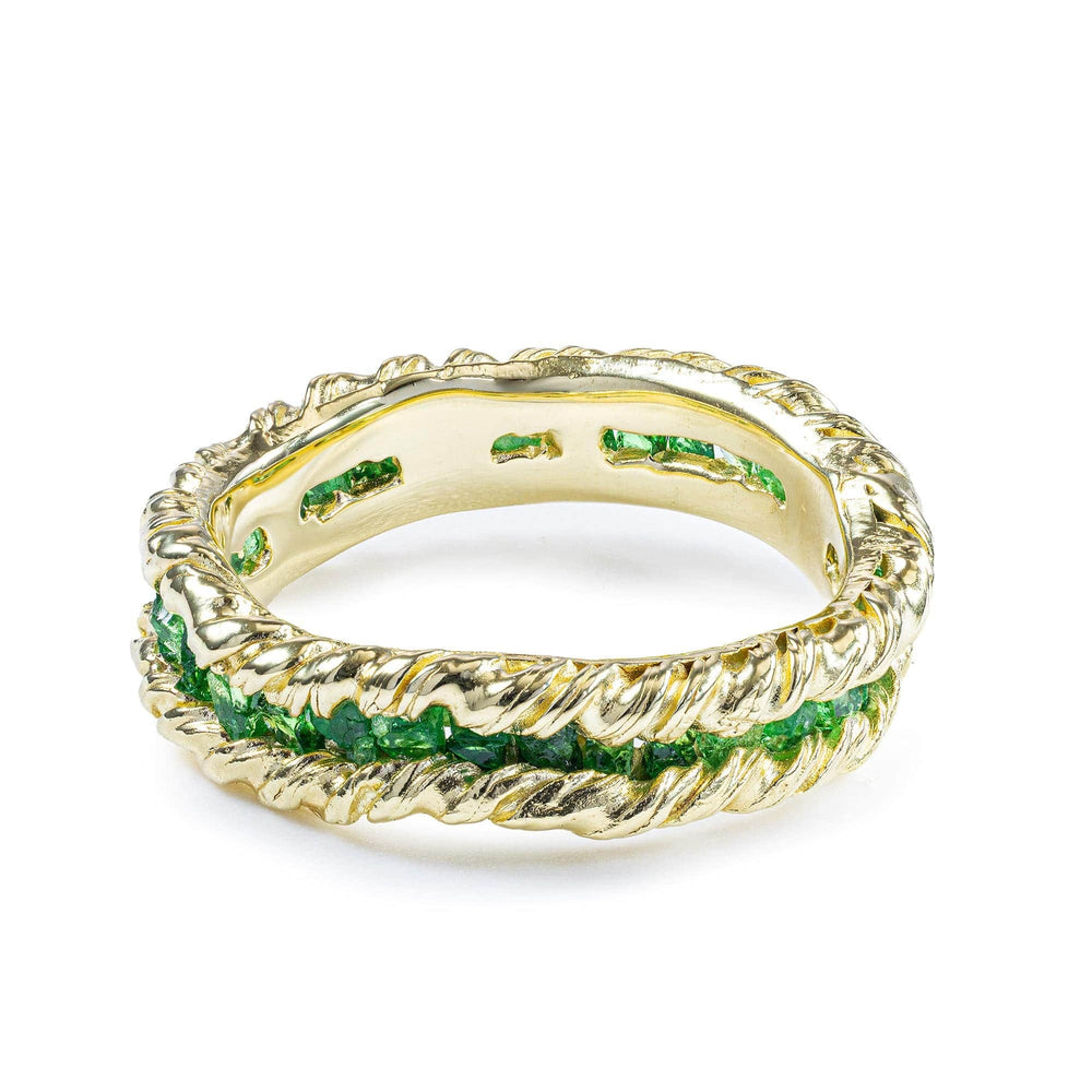 Gaiete Anthracite Plated Silver Ring with Raw Tsavorite Green Garnet ...