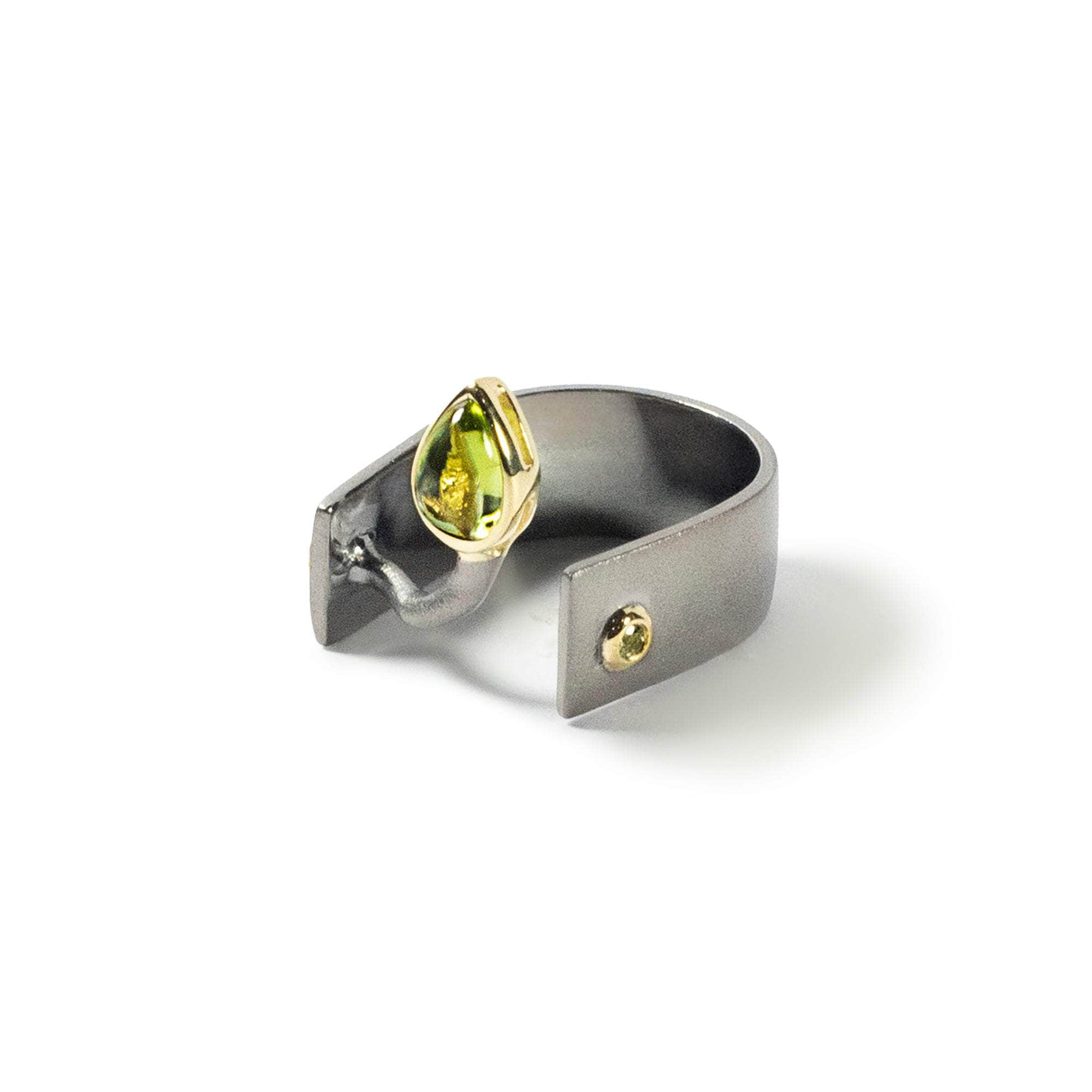 Ola Open 925 Silver Peridot Ring Black Rhodium & Gold | Shop Jewelry