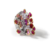 Ovi Singular Statement Ring with Natural Rough Ruby in 925 Silver
