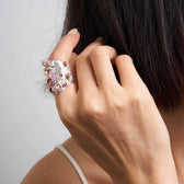 Ovi Singular Statement Ring with Natural Rough Ruby in 925 Silver