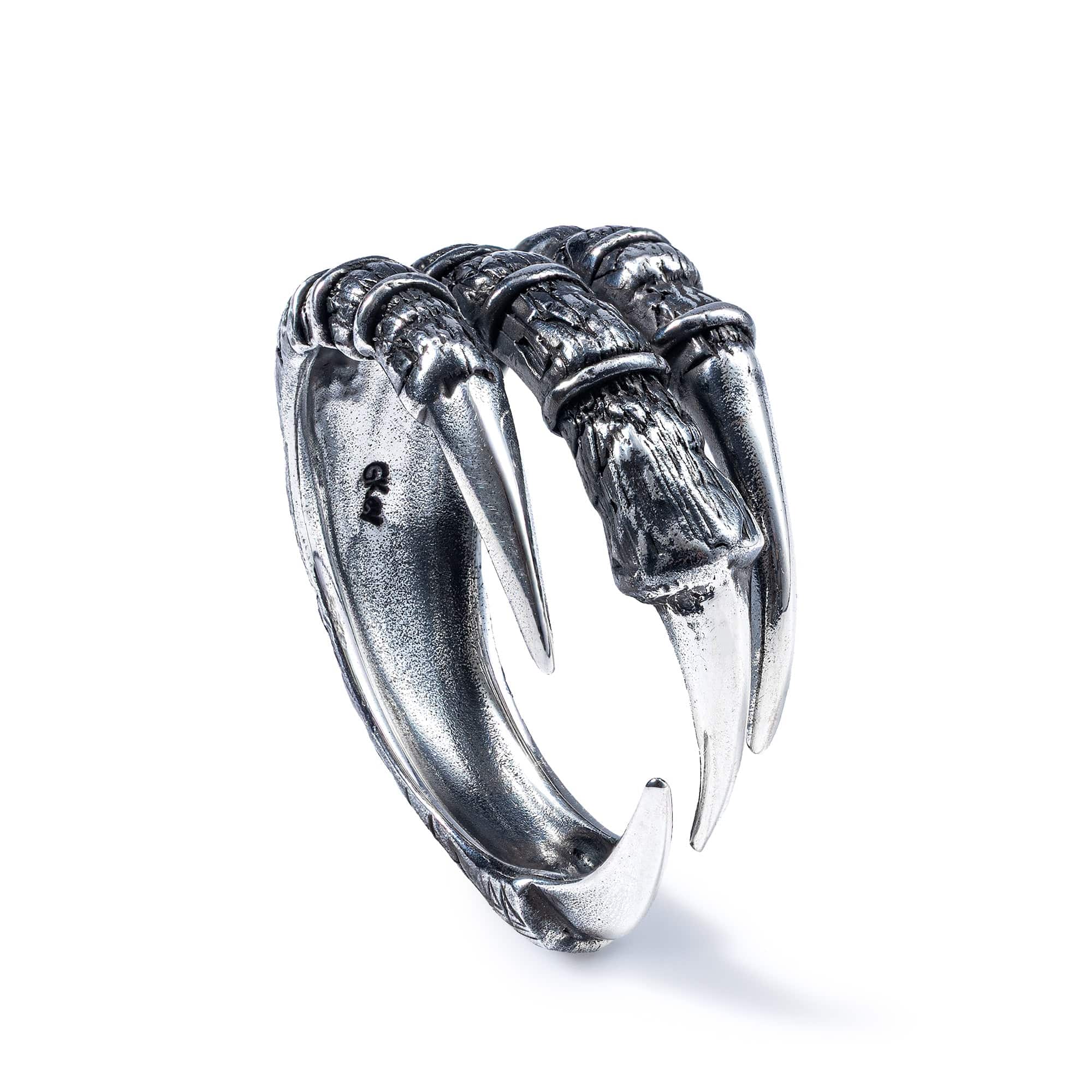 Phalanx Rugged Silver Ring with Claw-Like Structure | 925 Sterling ...