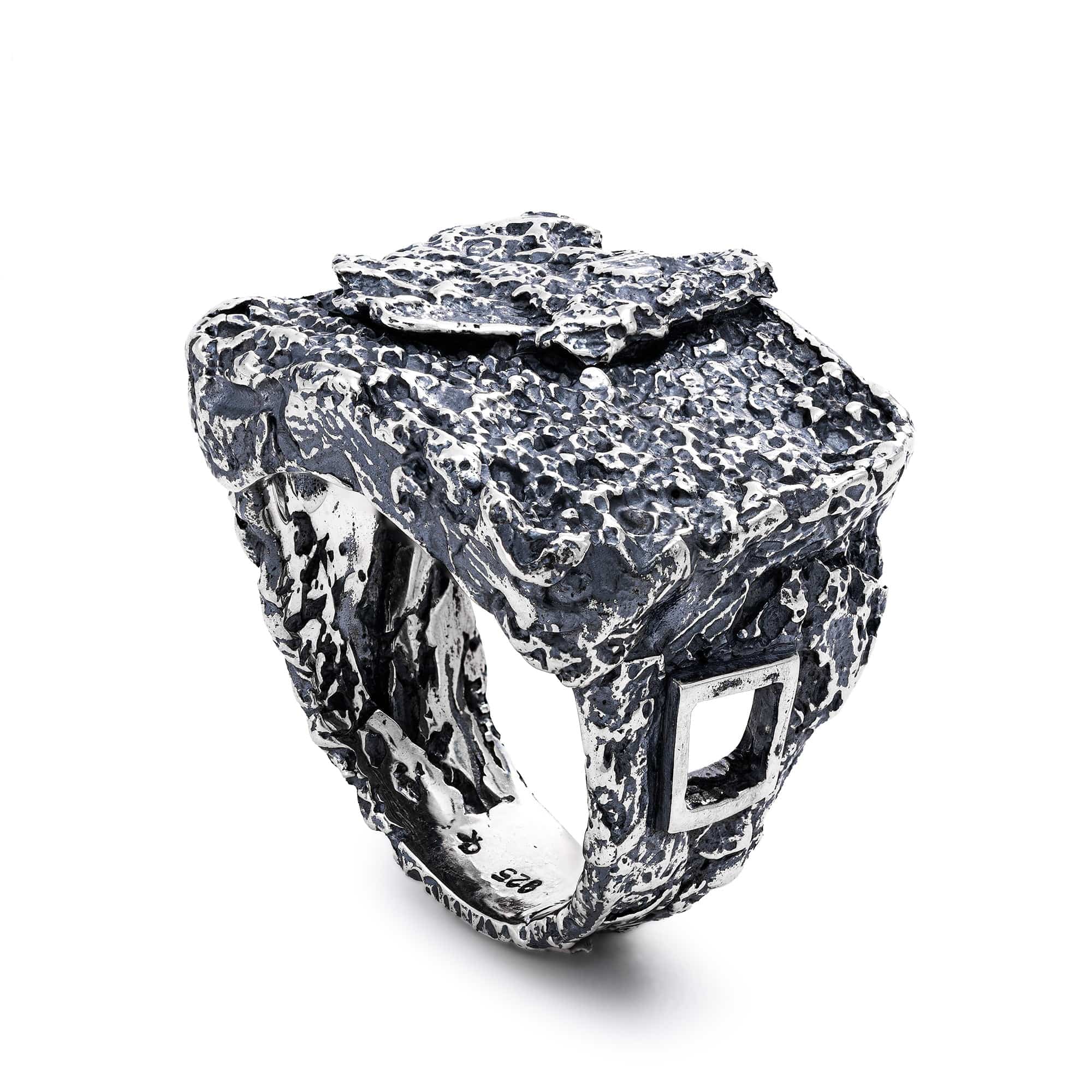 Riven Handcrafted Silver Band with Natural, Rugged Surface | 925 ...
