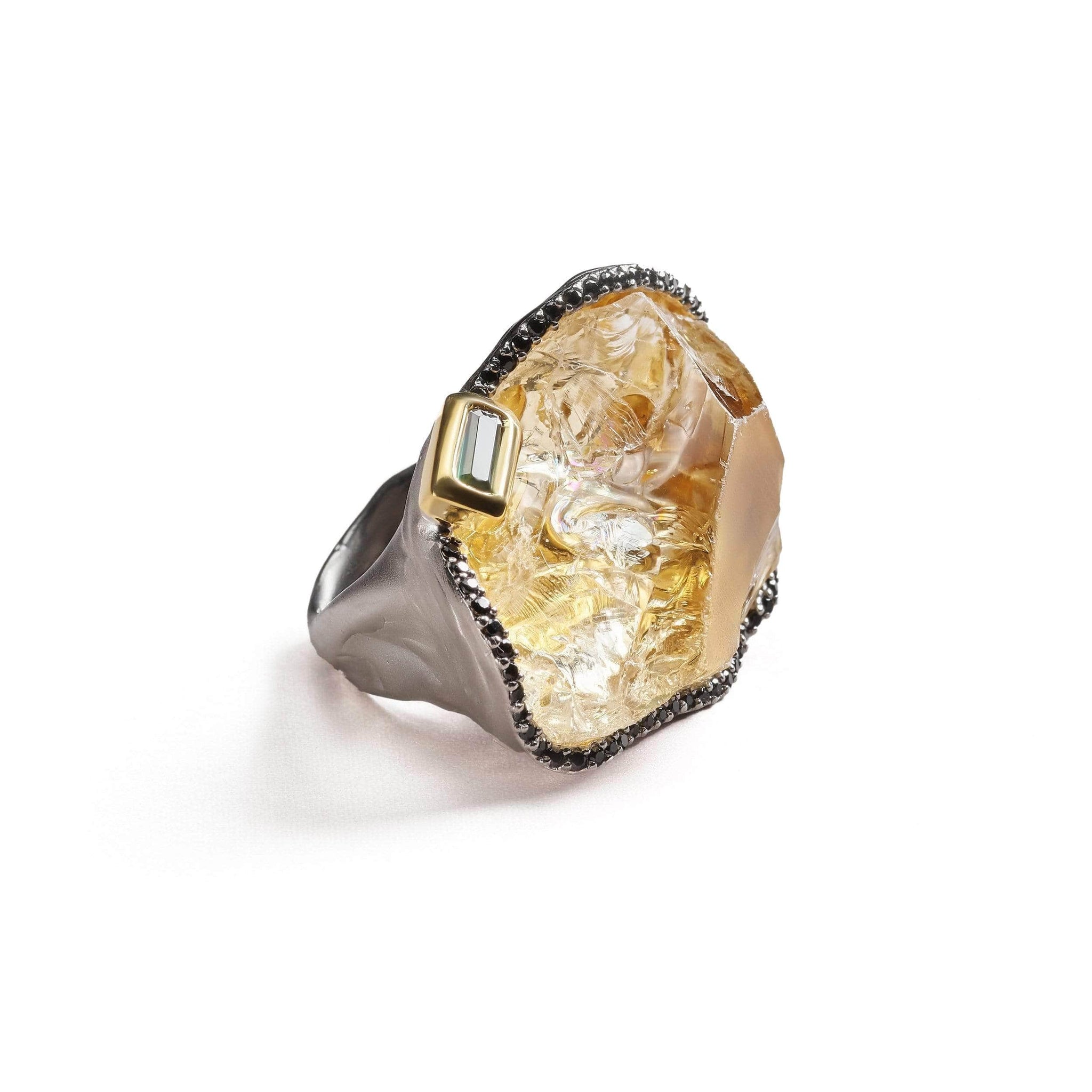 Lizeth Citrine and Green Tourmaline and Black Spinel Ring | Shop German ...
