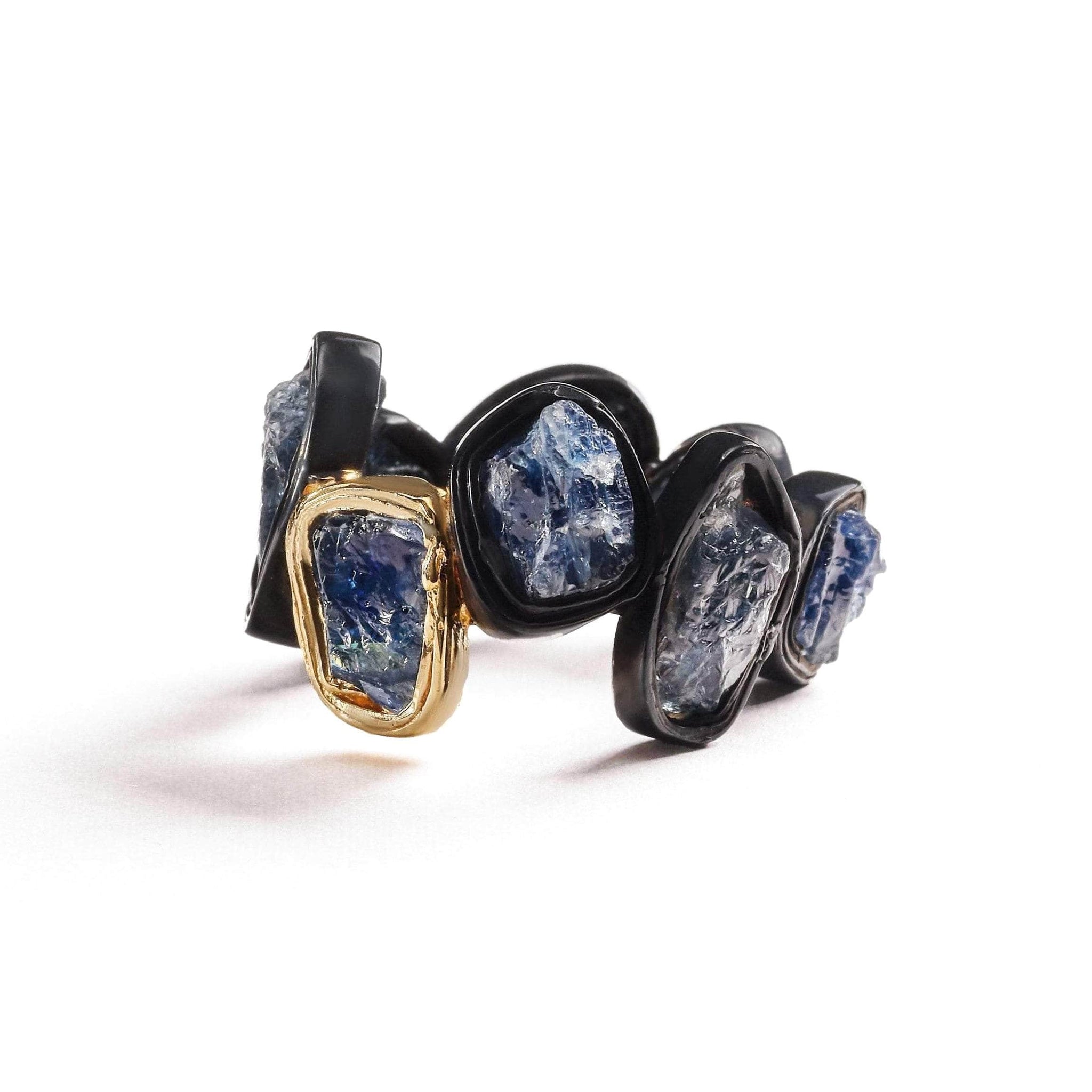 Orienta Raw Sapphire Ring | German Kabirski Silver Art Jewelry Design